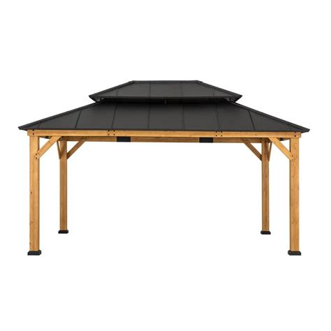 Sunjoy Pavillon de jardin en cèdre avec toit rigide en acier pi x pi Sunjoy Finition du