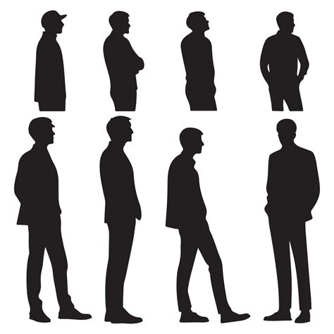 Differnent Man Body Types Black White Icon Se Vector Art At