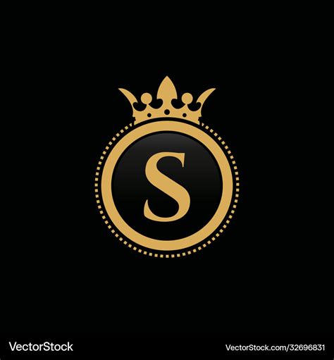 Letter S Royal Crown Luxury Logo Design Royalty Free Vector