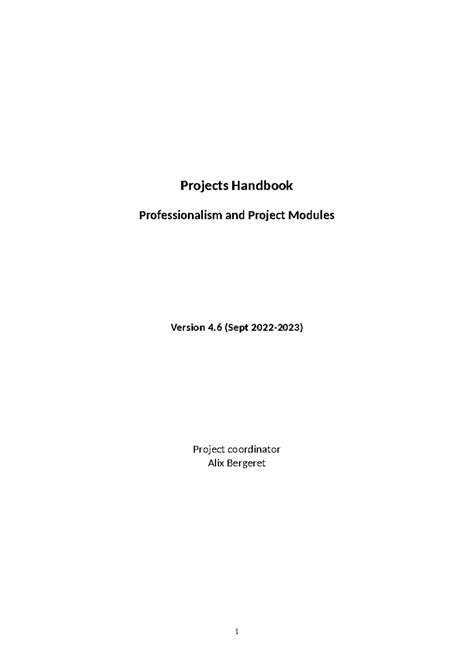 Projects Hand Book Version 4 Projects Handbook Professionalism And