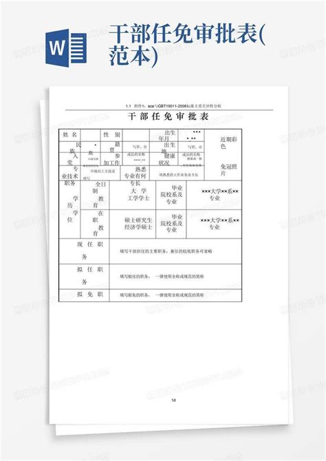 干部任免审批表范本word模板下载编号qzwrzkxb熊猫办公 干部任免审批表范本word模板下载编号qzwrzkxb熊猫办公
