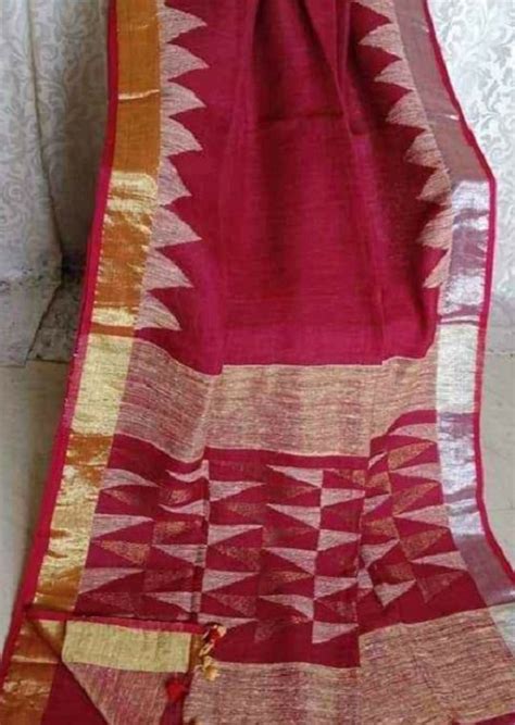Buy Jacquard Linen Sarees Online In India Loomfolks