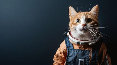 a ginger cat wearing a spacesuit looking up inquisitively premium ai
