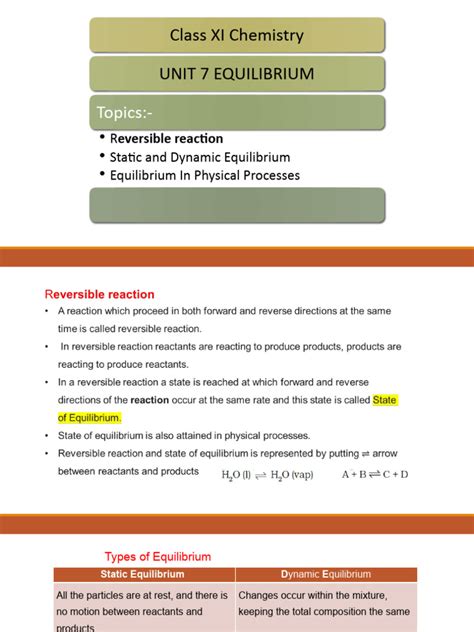Class 11 Chapter 7 Equilibrium Pdf Chemical Equilibrium Acid