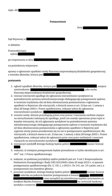 Postanowienie o ogłoszeniu upadłość konsumenckiej Kancelaria w Krakowie