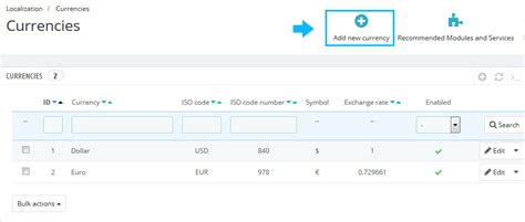 Prestashop 16x How To Manage Currencies And Set Up A Default One