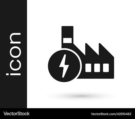 Black Nuclear Power Plant Icon Isolated On White Vector Image