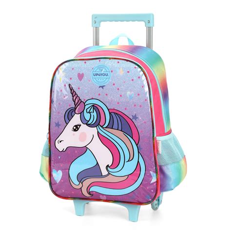 Mochila Escolar Rodinhas Lancheira Estojo Unicórnio Up4you Lika