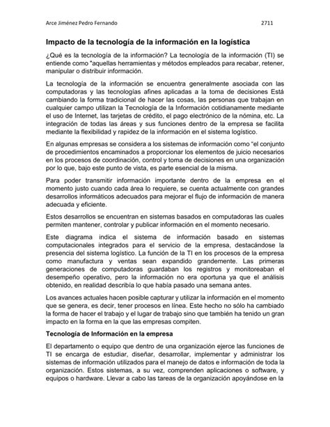 Impacto De La Tecnologia De La Informaci