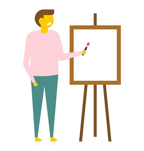 Un Artista Pintando Sobre Lienzo Vector Premium