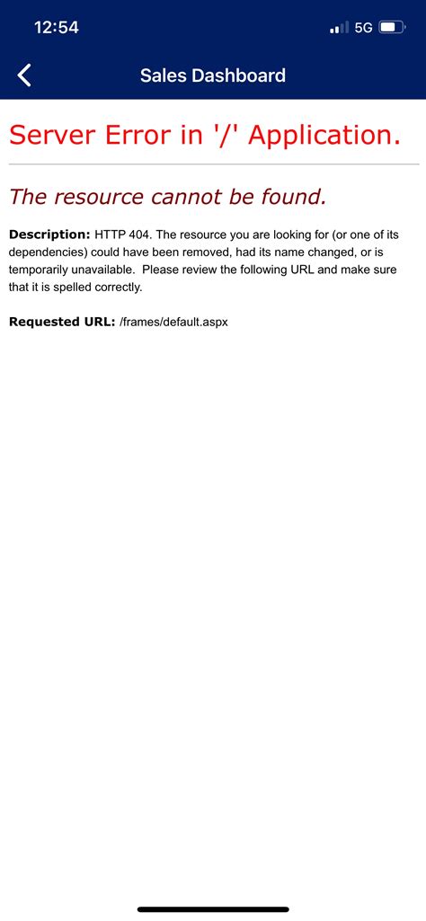 Dashboard Exposed To Mobile Error Server Error In Application Community