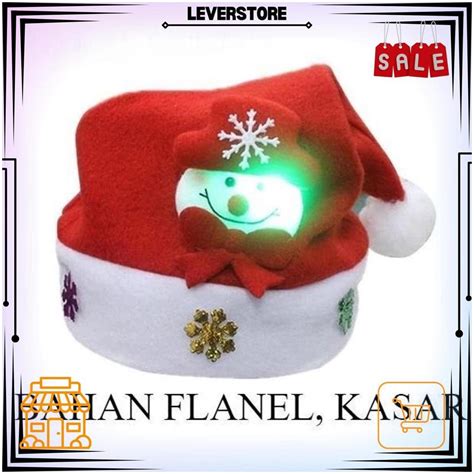 Jual Topi Natal Sinterklas Led Berlampu Santa Polos Hiasan Natal