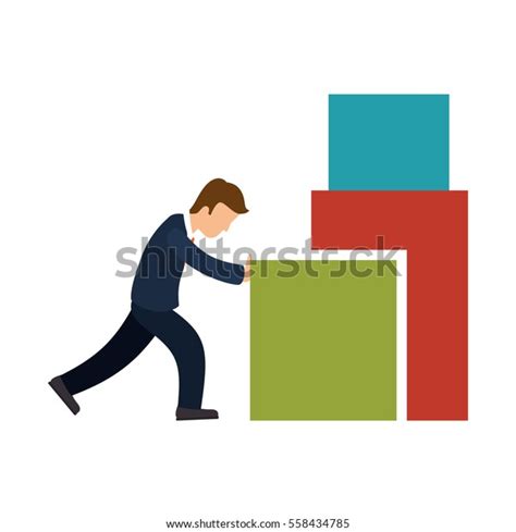 Business Person Pushing Block Stock Vector Royalty Free 558434785