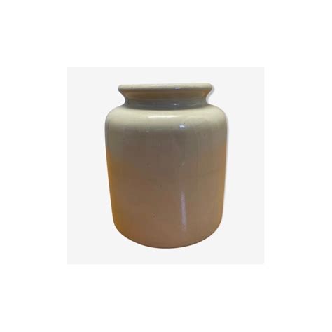 pot en grès émaillé gris ancien à moutarde vintage cuisine ustensiles