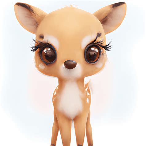 Cute Chubby Fluffy Bambi With Bangs Hair And Dreamy Eyes · Creative Fabrica