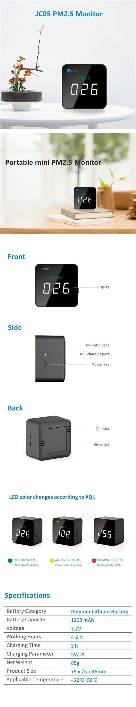 LCD Display Air Quality Monitor Indoor Air Pollution Detector System Afrimart Online