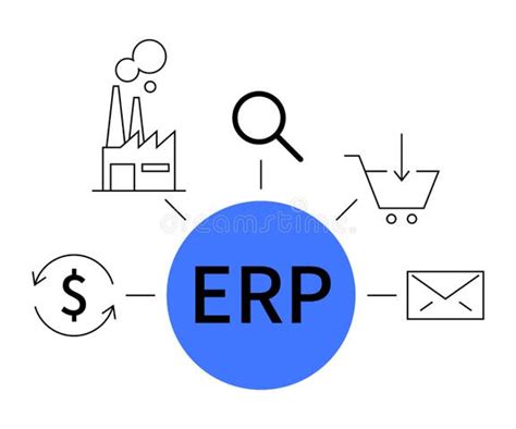 Erp System Visualization With Key Business Processes And Functional Areas Stock Vector