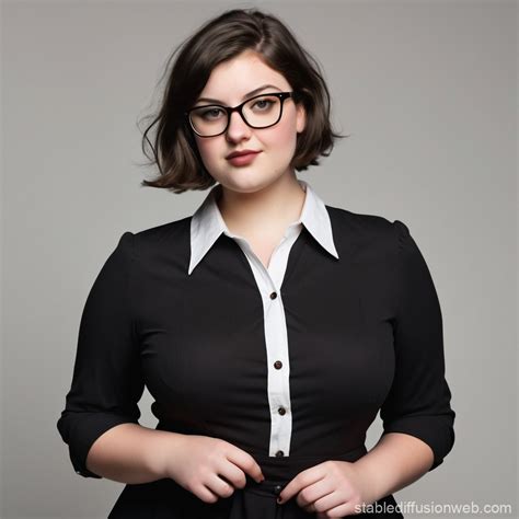 Curvy Woman In Black Dress With Glasses Stable Diffusion Online