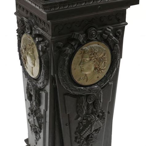 19th Century Antoine Durenne Foundry Neoclassical Pedestal With Marble