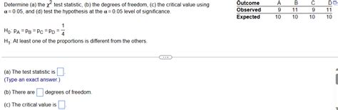 determine a the χ2 test statistic b the degrees