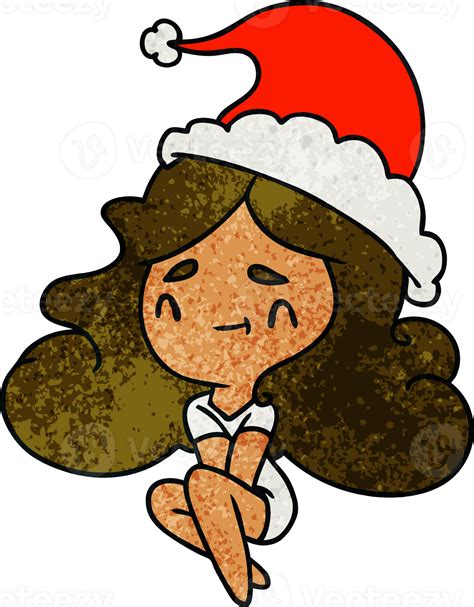 Hand Drawn Christmas Textured Cartoon Of Kawaii Girl 45107754 Png