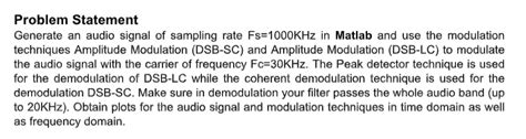 SOLVED Generate An Audio Signal Of Sampling Rate Fs 1000 KHz In Matlab