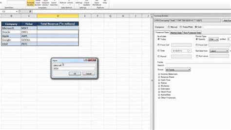 Excel Plugin Using The Formula Builder With Pitchbook Data Youtube