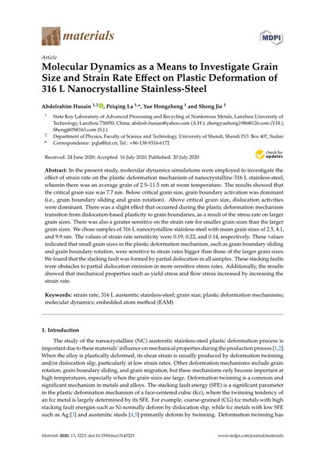 PDF Molecular Dynamics As A Means To Investigate Grain Size And