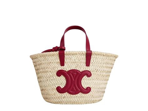Celine Teen Triomphe Celine Classic Panier In Palm Leaves And Calfskin