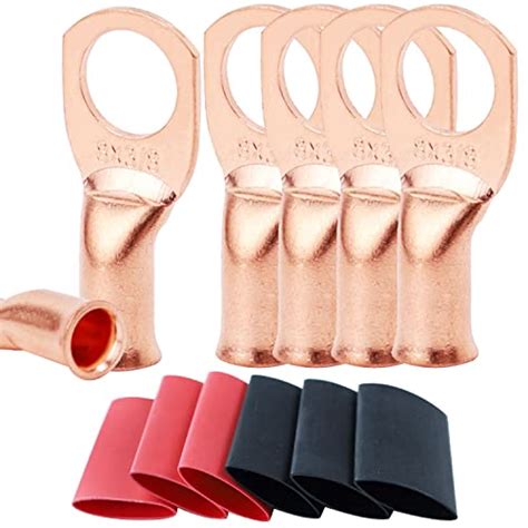 Tkdmr Pcs Awg Battery Lugs With Pcs Heat Shrink Tubing Copper Wire Lugs Heavy Duty