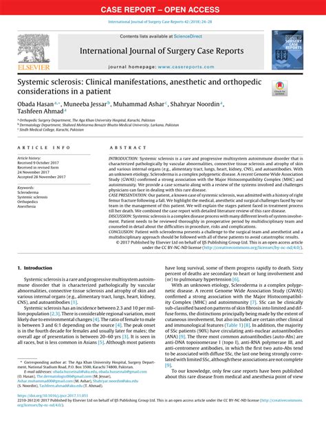 Pdf Systemic Sclerosis Clinical Manifestations Anesthetic And