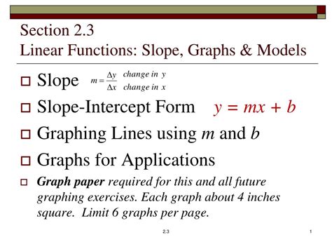Ppt Section 2 3 Linear Functions Slope Graphs And Models Powerpoint Presentation Id 3893817
