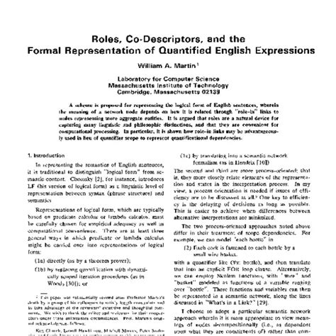 Formal Roles Co Descriptors And The Representation Of Quantified English Expressions Acl