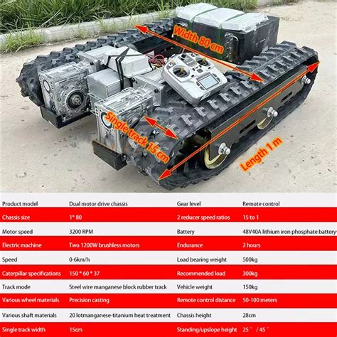 Lifting Crawler Chassis Dual Motor Electric Rubber Track
