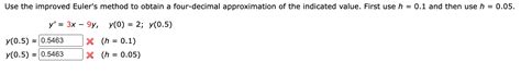 solved use the improved euler s method to obtain a
