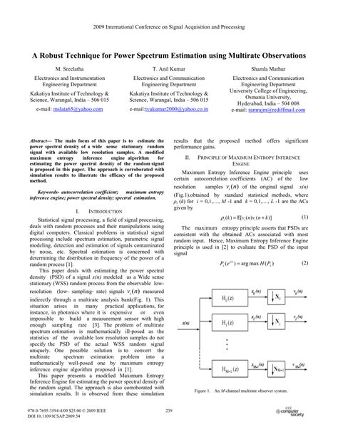 Pdf A Robust Technique For Power Spectrum Estimation Using Multirate