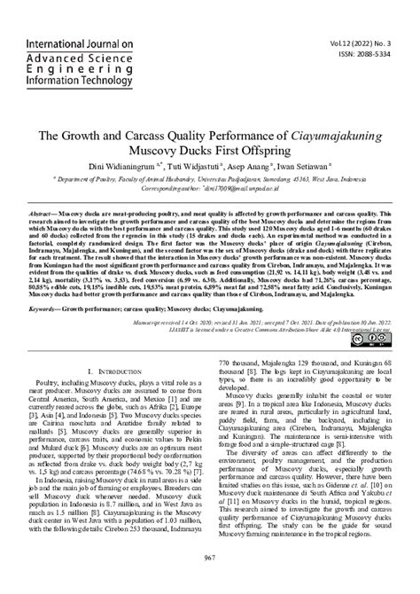 Pdf The Growth And Carcass Quality Performance Of Ciayumajakuning