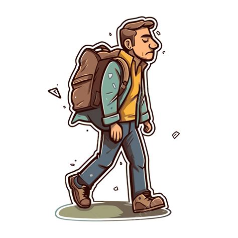 رسم كاريكتوري، تصوير، بسبب، الرجل الشاب، ب، Backpack المتجه قيادة