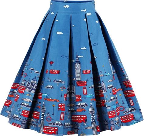 Eudolah Womens Vintage Floral Swing Full Circle Pleated Skirts