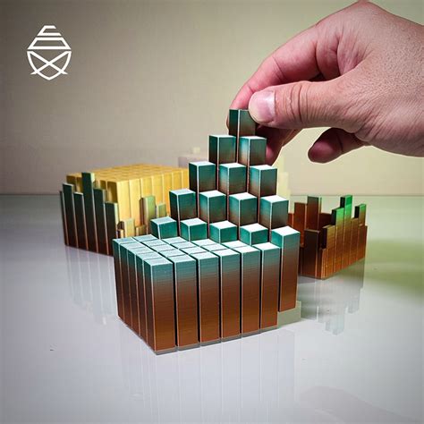3d Printable Pixels Cube Rectangle By Pipecox