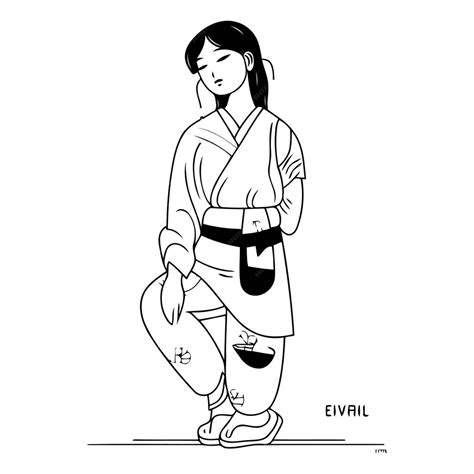 Premium Vector Japanese Girl In Kimono In A Flat Style