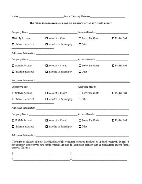 Dispute Form Pdf