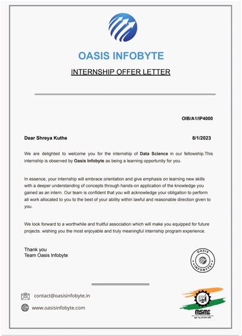 Shreya Kuthe On Linkedin Oasisinfobyte Datascience Internship