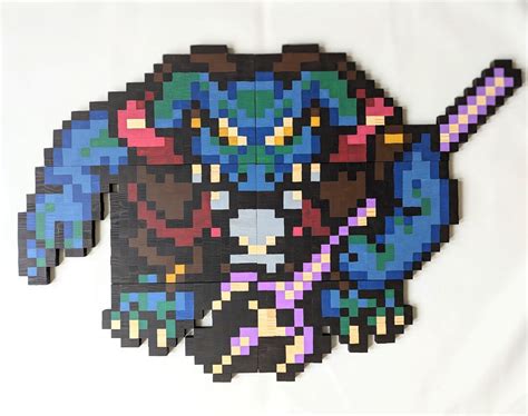Handmade Wooden Pixel Ganon From The Legend Of Zelda Etsy