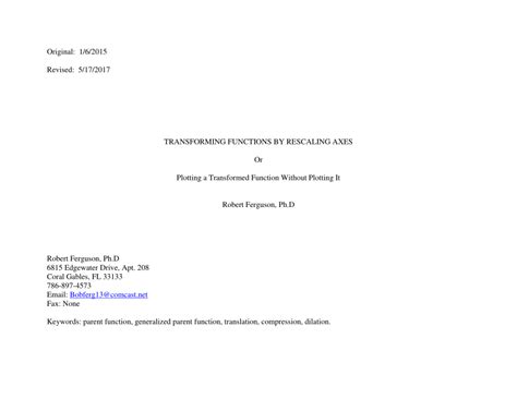Pdf Transforming Functions By Rescaling Axes Or Plotting A