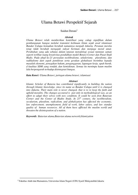 PDF Ulama Betawi Perspektif Sejarah