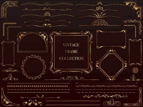A Set Of Assorted Gold Vintage Frames 184057 Vector Art At Vecteezy