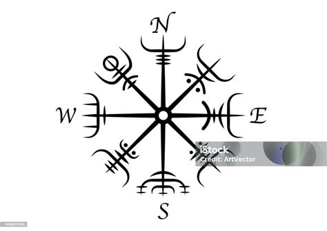 바이킹 이교도 Asatru 나침반 Vegvisir 바람 장미 항해 룬 문자 나침반 북유럽 신화 여행자를위한 보호 부적 방황을