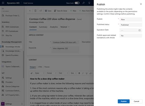 建立知識文章 dynamics 365 field service microsoft learn