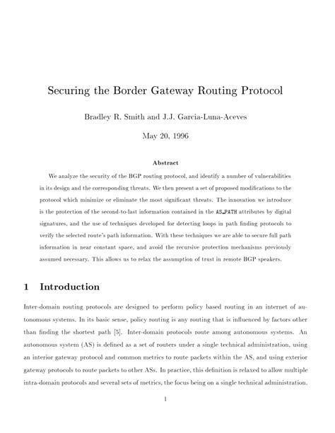 pdf securing the border gateway routing protocol